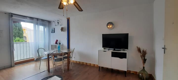 Grand Studio Cabine 4 Pers, Parking Gratuit Privé - Agde