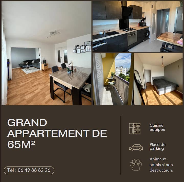 Grand Appartement De 65m², à 15 Min De La Plage - Lanester