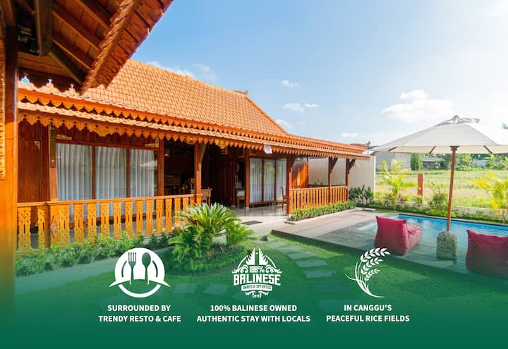 Canggu Wooden Villa With Pool And Rice Field Views - Canggu