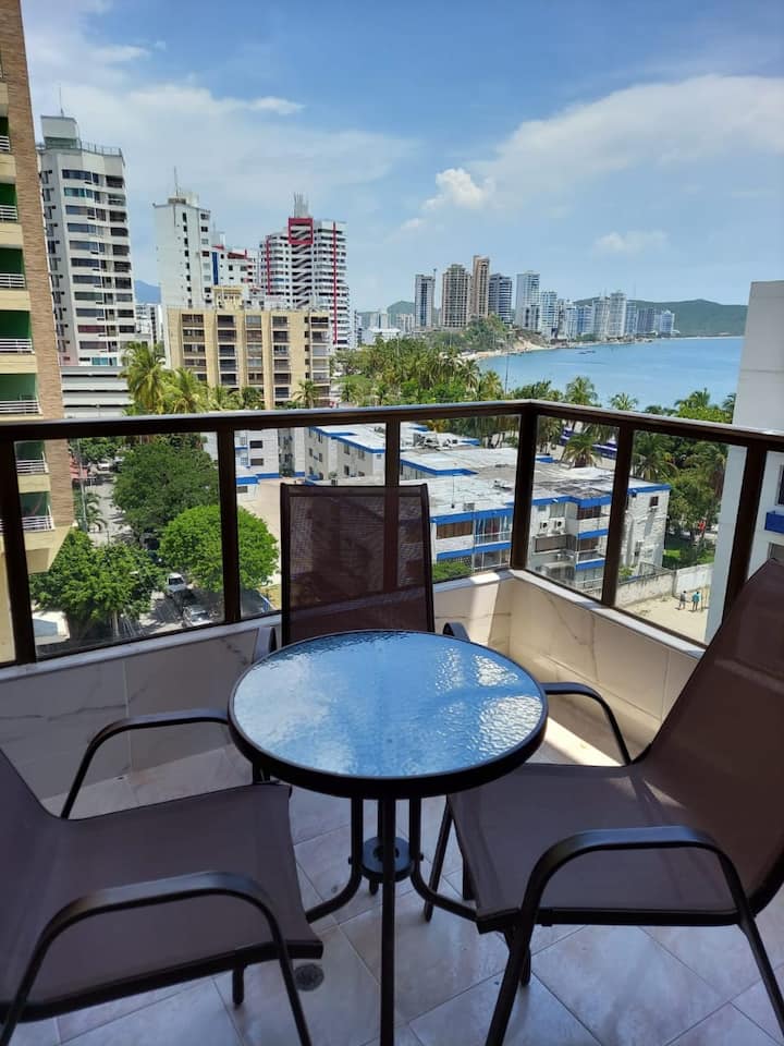 Vista Azul Rodadero Laureles 801. Vista Al Mar - コロンビー サンタ・マルタ