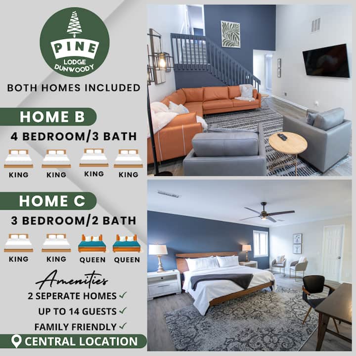 7 Br/5ba | 6 King Bed | 2 Homes | Spacious & Comfy - Roswell, GA