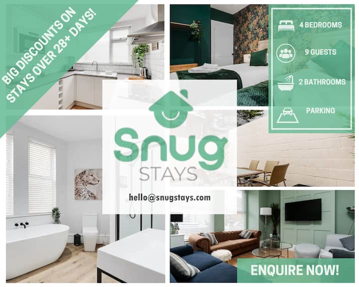 Stylish 4br Home |2 Baths |Sleeps 9 |Free Parking - Liverpool