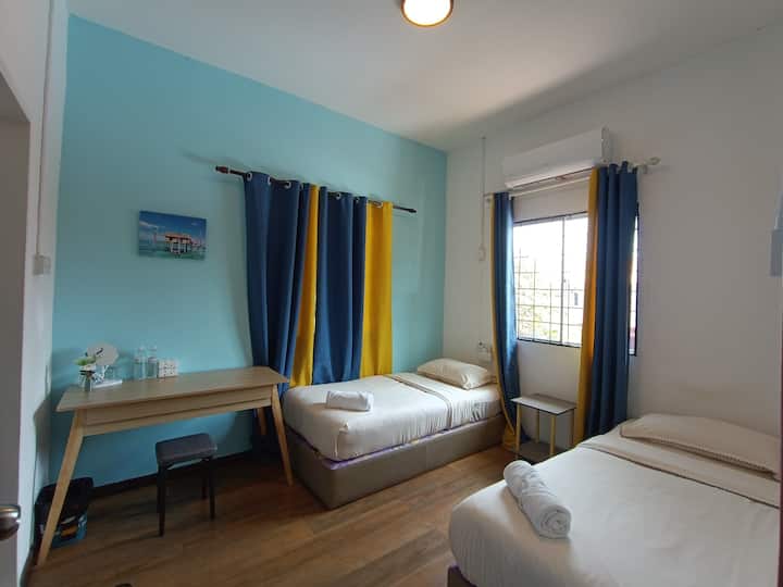 Dong's Home Twin Bedroom 独立卫生间，中心区双床房 - 仙本那