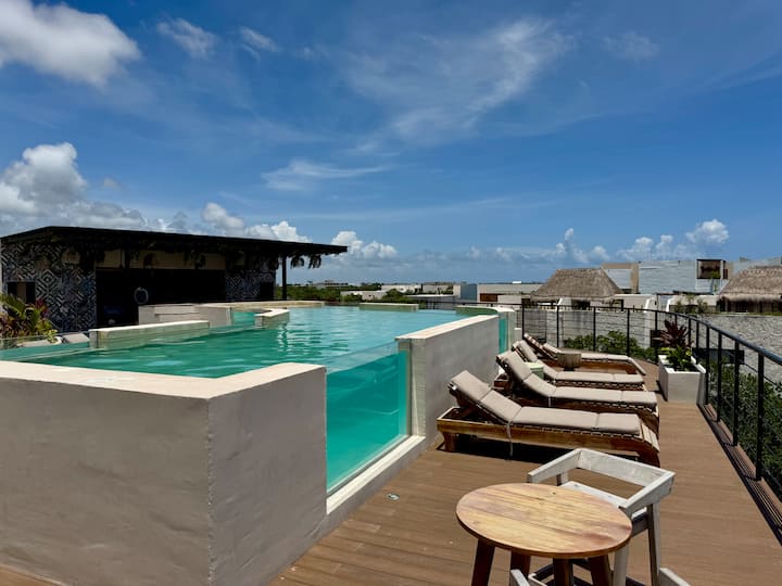 Studio:balcon*gym*rooftop Pool*central*sûre*vélos - Tulum