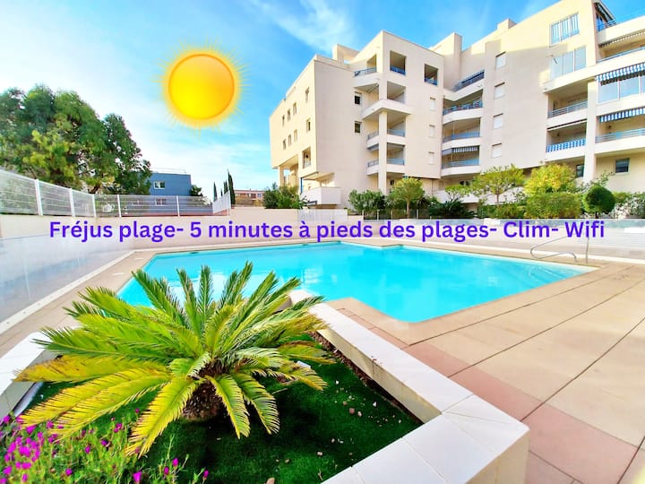 500m De La Mer- 4pers-piscine-parking-wifi- Clim - Fréjus