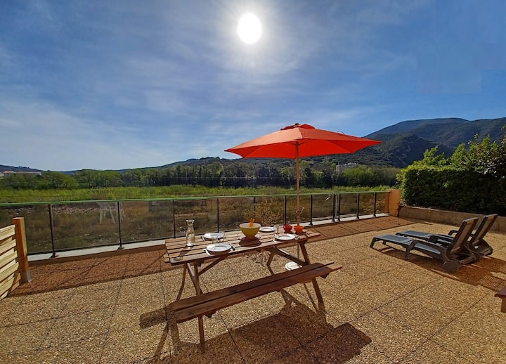 Bel Appartement F2 Avec Terrasse Et Superbe Vue - Amélie-les-Bains-Palalda