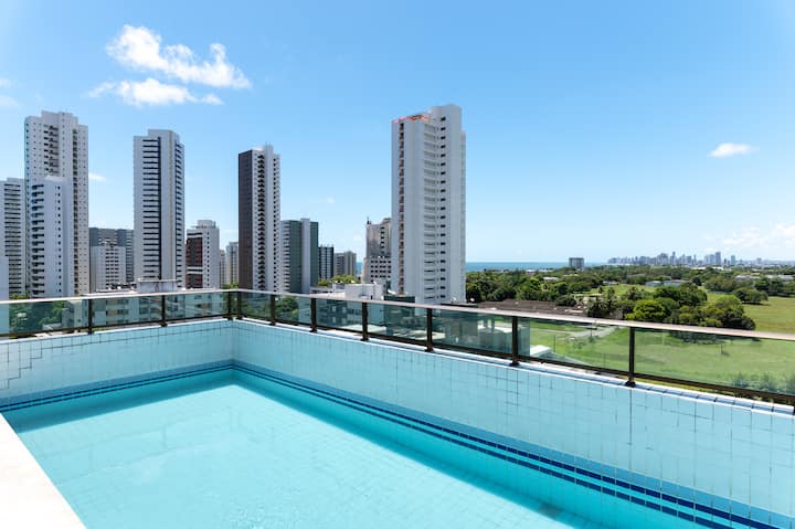 Apartamento A/c, Wi-fi,  Piscina E Garagem - Boa Viagem