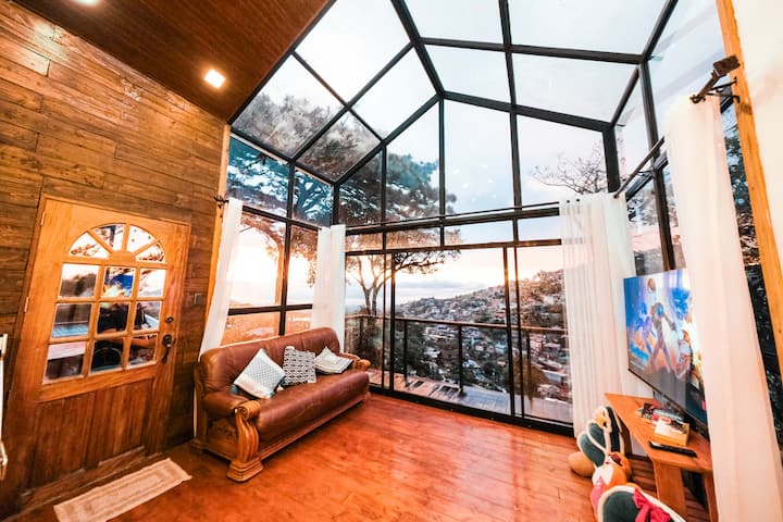 Baguio Glass Cabin with Sunset & City lights view - Tiny houses for ...