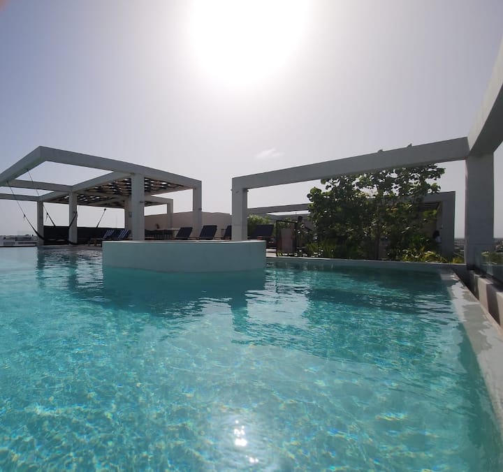 Lujoso Loft Nuevo Con Vista Al Mar Y Rooftop Pool - Playa del Carmen