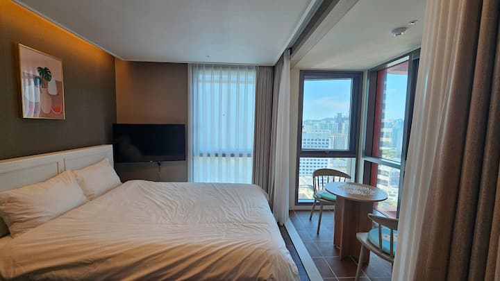 3313#감성숙소with#무료짐보관#초고층 시티뷰#해변3분#해운대역2분#정수기#ott - Busan