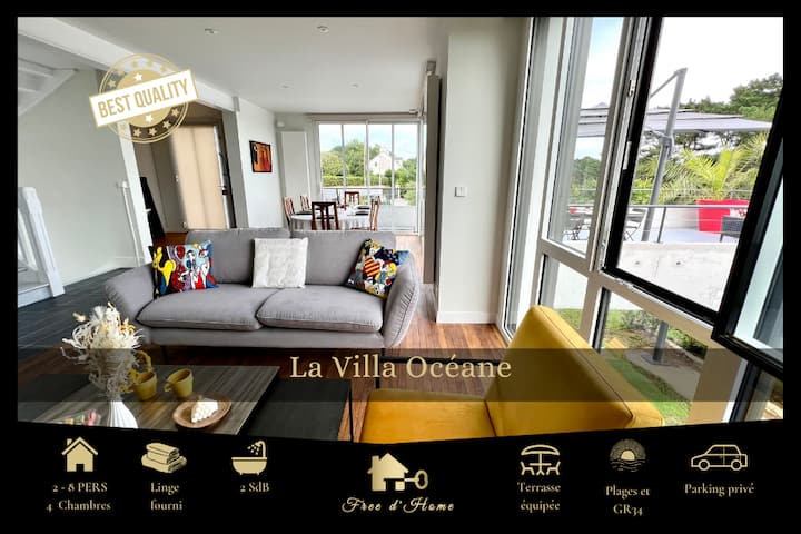 La Villa Océane, Elegante, Plages, Gr34, 2-8 Pers - Guidel