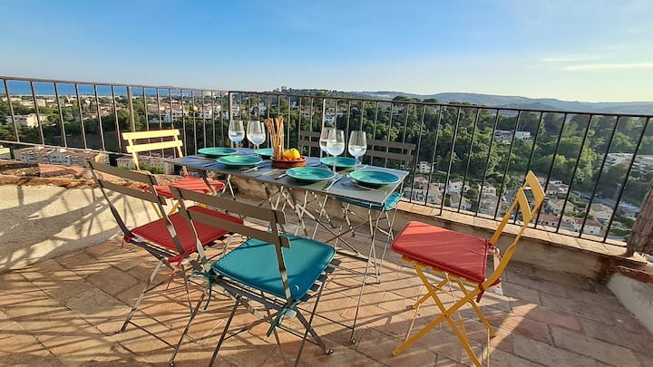 Félicie : Grand Duplex Haut-de-cagnes, Vue Mer - Cagnes-sur-Mer
