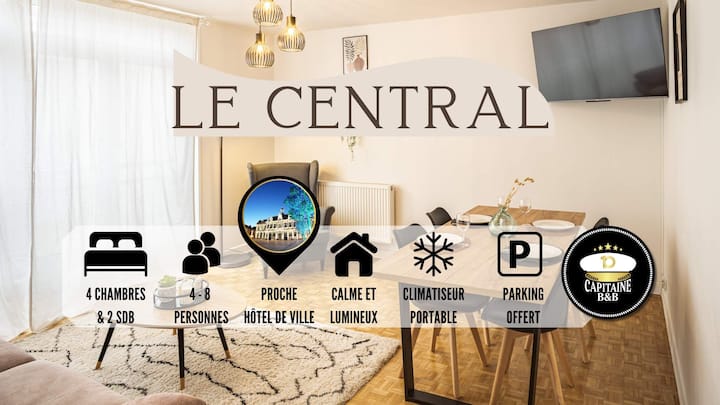 Le Central - Vue Hotel De Ville - 4 Chambres - Troyes