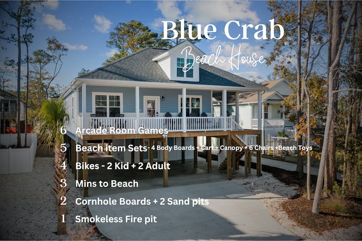 New Build | Arcade | Beach 3min | Bikes | Firepit - Oak Island, NC
