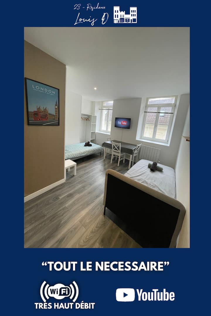 Studio Lumineux Centre Béthune – Wi-fi & Calme - Nœux-les-Mines