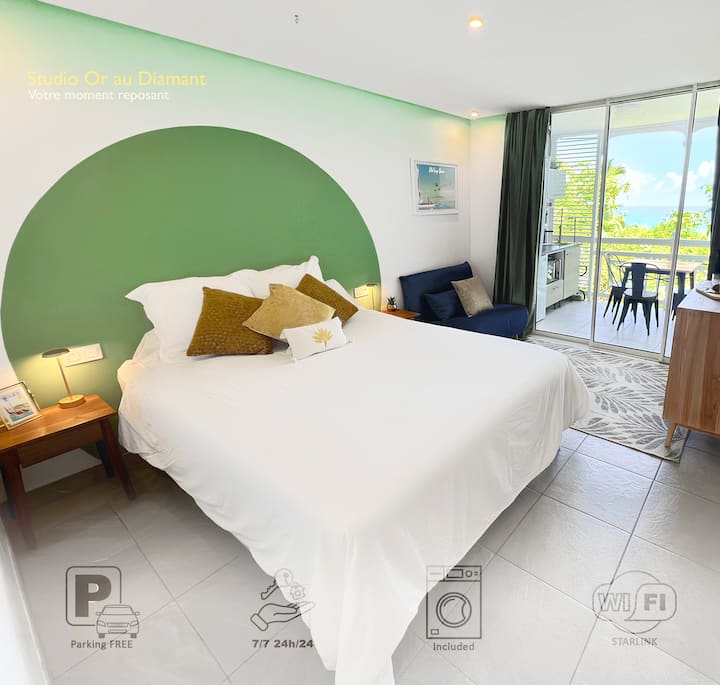 Studio Or Au Diamant, Vue Mer Des Caraïbes - Martinique