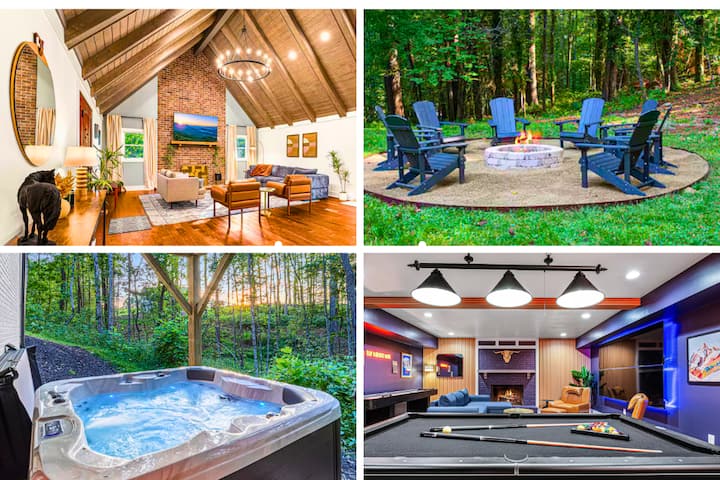 Secluded|chic Design|15min Avl|gamerm|sauna|hottub - Weaverville, NC