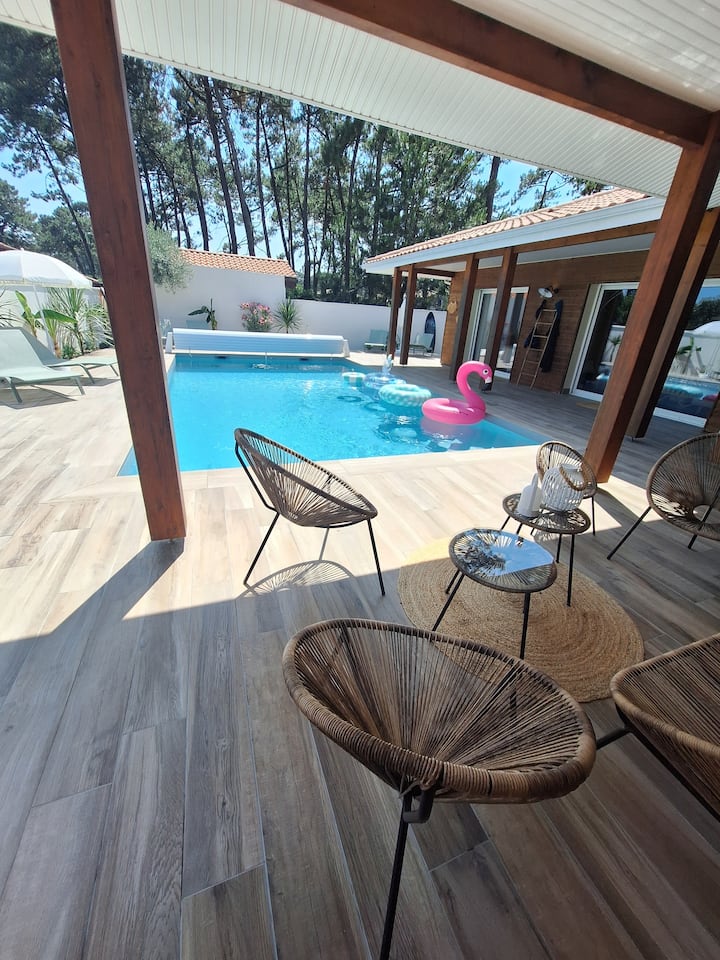 Grande Villa Familiale Piscine, Plage à Pied - Mimizan