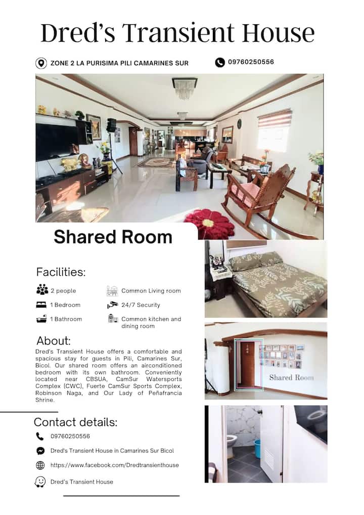Transient Shared Room In Camarines Sur - Pili