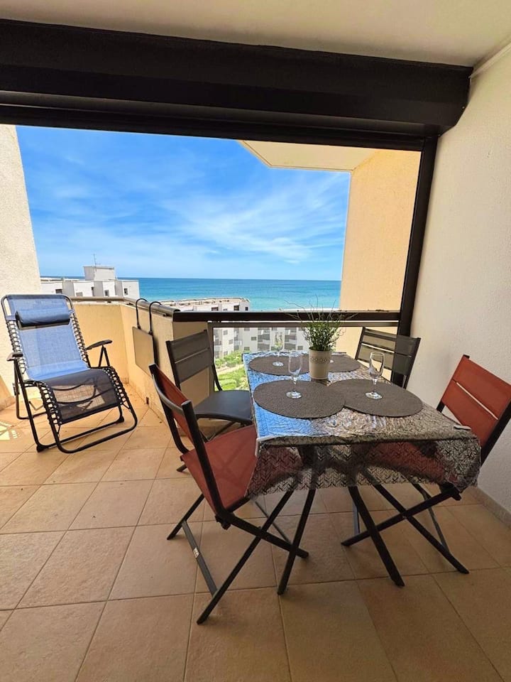 Vue Mer Beau Studio Direct Plage Wifi Clim Parking - Le Barcarès