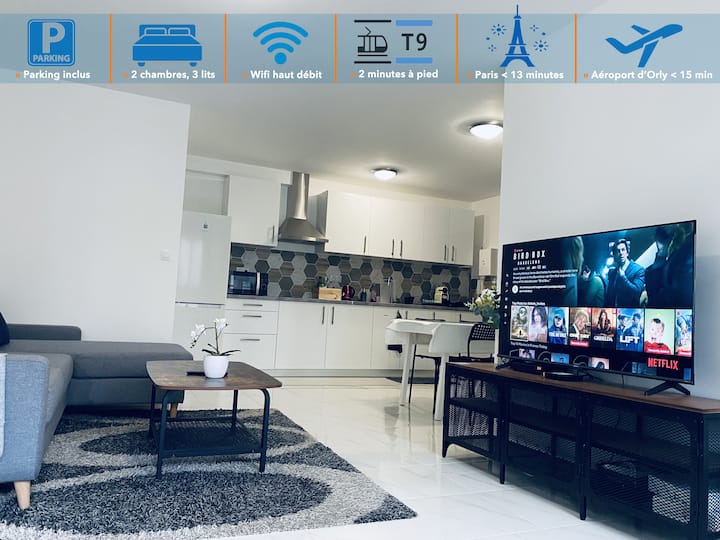 Cozy Appart: 2 Chambres+3 Lits+parking+paris+orly - Rungis