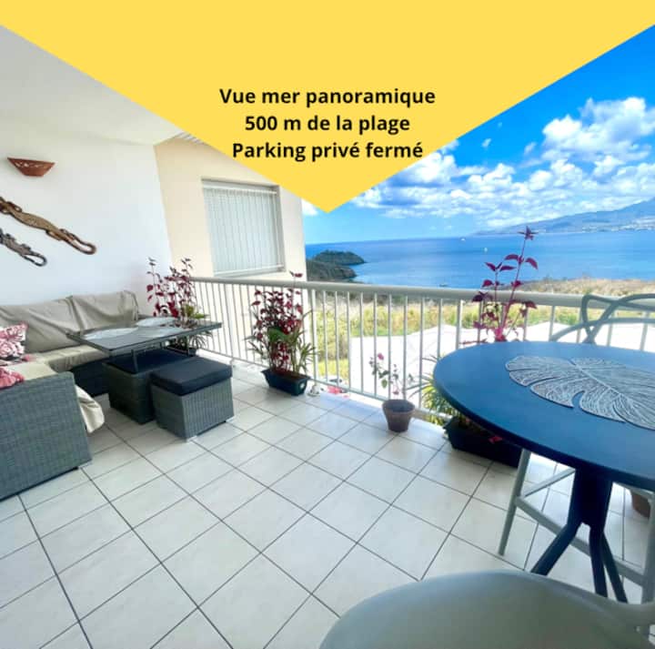 Bel Appartement T2 Avec Terrasse Vue Mer 180 ° - Martinique
