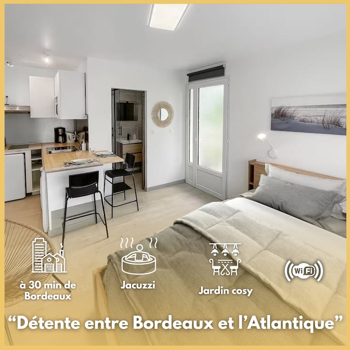 Studio Entre Bordeaux Et L'atlantique - Jacuzzi - Bordeaux Mérignac Airport (BOD)