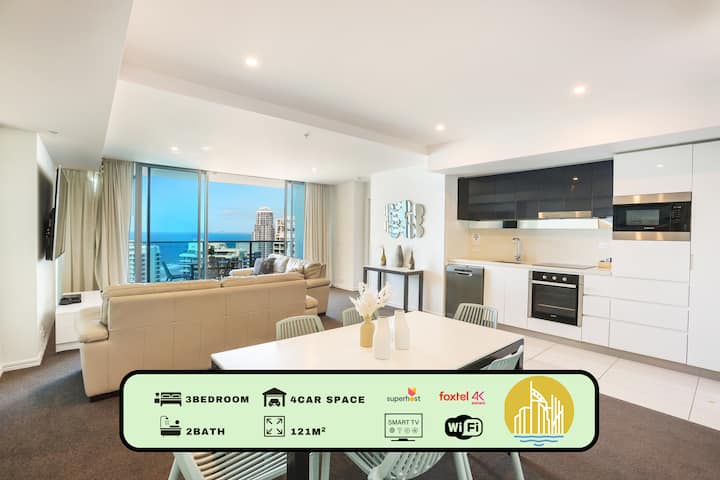 4 Huge Tvs, 4 Carparks Ocean 3 Bedroom H Residence - Surfers Paradise