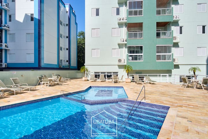 300 M Praia Grande - 2dorms - Wifi - Ar - Piscina - Ubatuba
