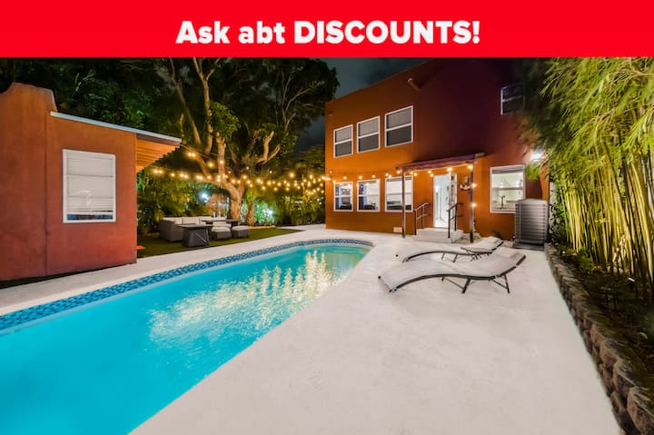 7 Bd House By Rosemary Sq. Jacuzzi, Games, Pool - West Palm Beach, FL