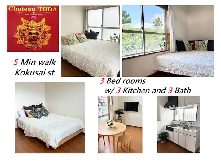3bdr-6ppl- Newly Apt 5 Min Kokusai St - Naha