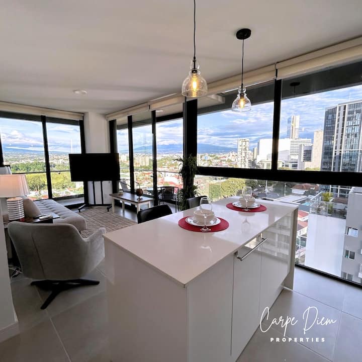 180 View Skygarden, Parking, A/c, Wifi, Pool, Gym - San José