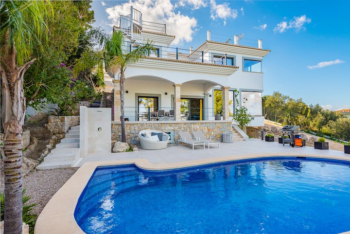 Chic Villa With Heated Pool ; Stunning Ocean Views - Peguera