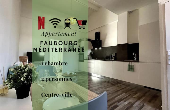 035- Faubourg Méditerranée, Gare, Appart 1 Chambre - ibis Montpellier Centre Comedie