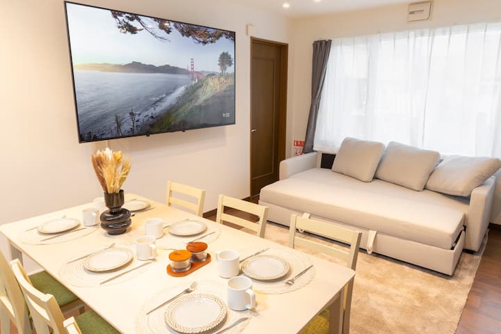 Lake Toya Flat/8ppl/1min To Lake/ Queen Beds/75"tv - Date