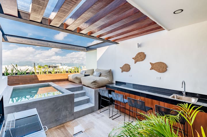 2br Penthouse Privatepool+rooftop @5thave By Beach - Playa del Carmen