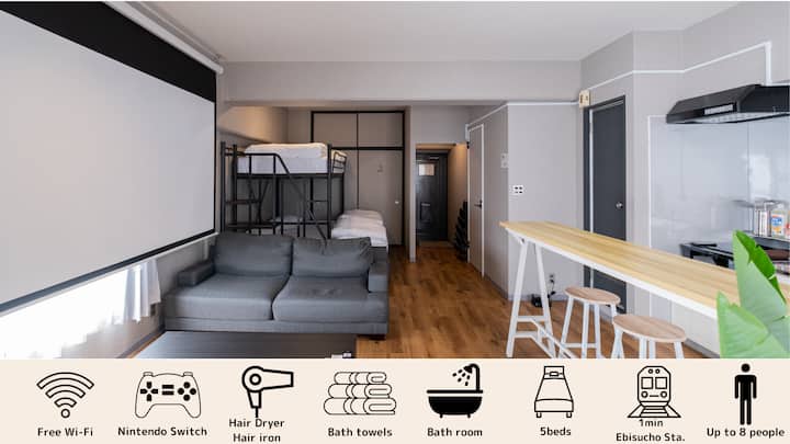 恵美須町駅徒歩1分！難波・日本橋エリアまでアクセス良好！観光・通天閣目の前/最大6名利用可！【fa】 - Osaka