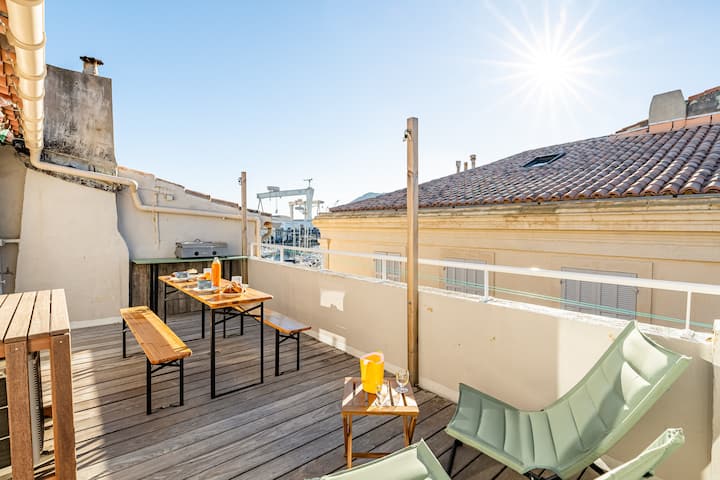 Ajoucadou, Terrasse Roof Top, Vue Vieux Port, Clim - La Ciotat