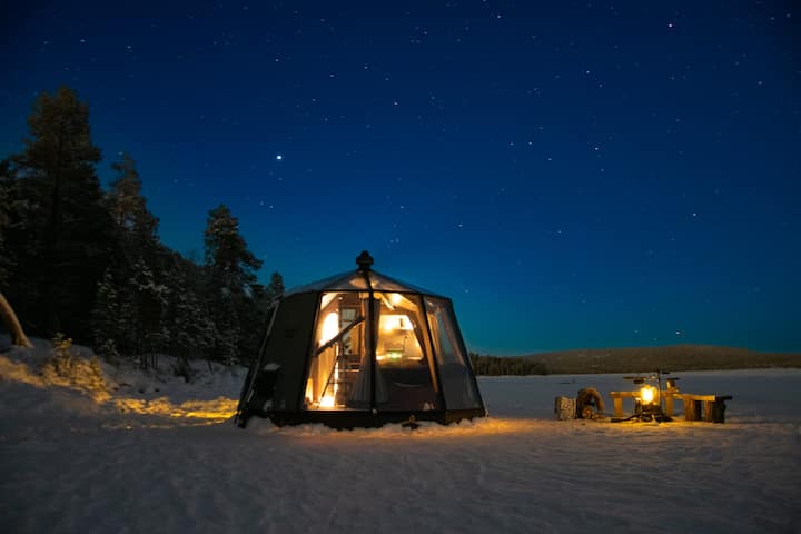 Unique Warm Glass Igloo On A Frozen Lake - Ivalo