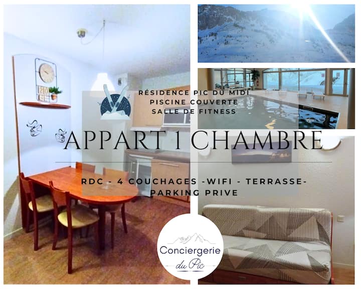 Appartement 1 Chambre La Mongie Parking Piscine - Bagnères-de-Bigorre