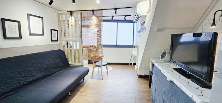 Jc Studio/寧夏夜市/雙層獨棟6人家庭房/民權西路站650m/客廳廚房雙臥室/限月租 - 다퉁 구