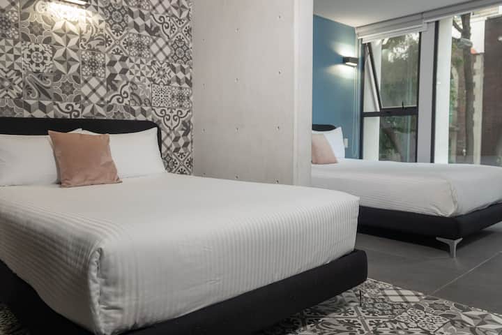 Niu | 2 Bed Modern Centric Apt + Gym + Rooftop - Mexico City