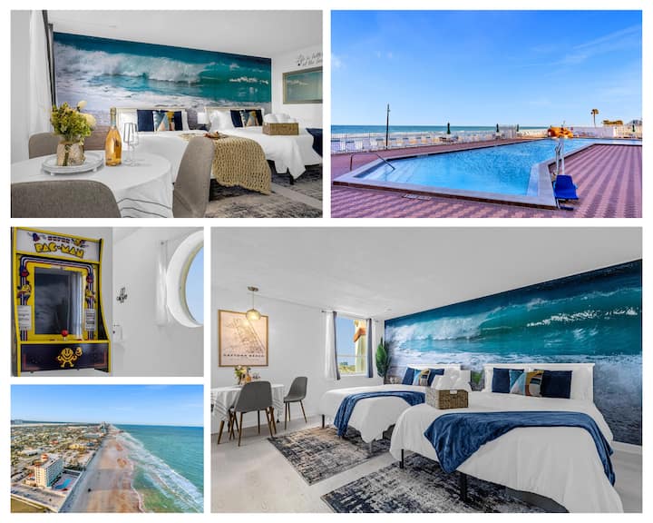 The Wave: Lux Beach Studio~pool~spa~pacman~sleeps4 - Daytona Beach, FL
