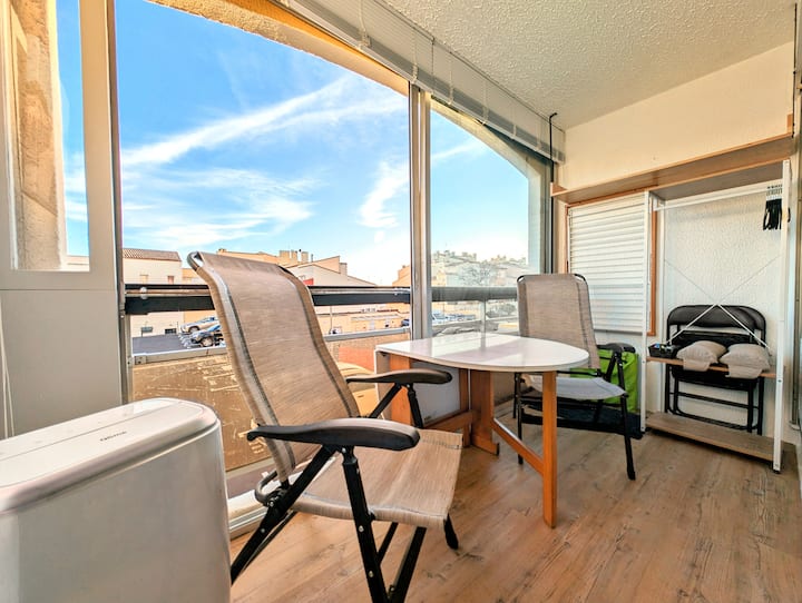 Centre Port/ Studio+parking+loggia+clim Mobile - Agde
