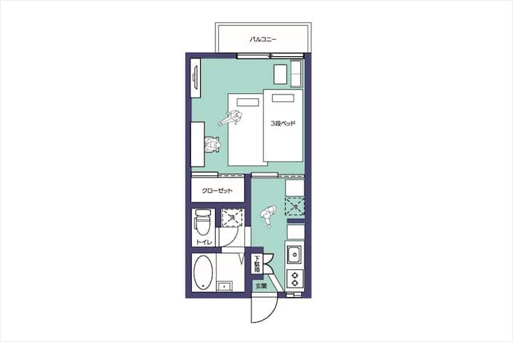 12 Min To Disney ! 2 Single Beds, 1 Bunk Bed/max 3 - Funabashi