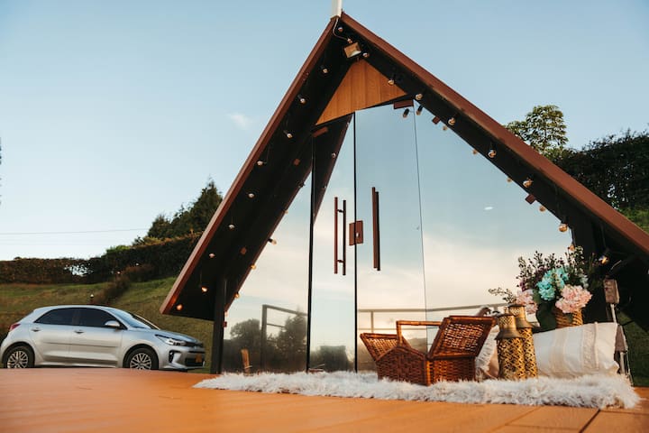 Hermosa Cabaña Con Jacuzzi Y Deck Privado - Guarne