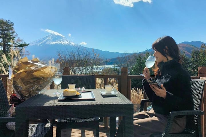 Nw14富士山地點非常好，星野渡假村隔壁風月湖旅館（和室14疊1 F大廳可看富士山美景）限時送風呂 - 笛吹市