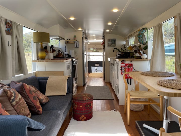Bus Tiny Home 1980s Classic With Off Grid Elegance - Castlemaine