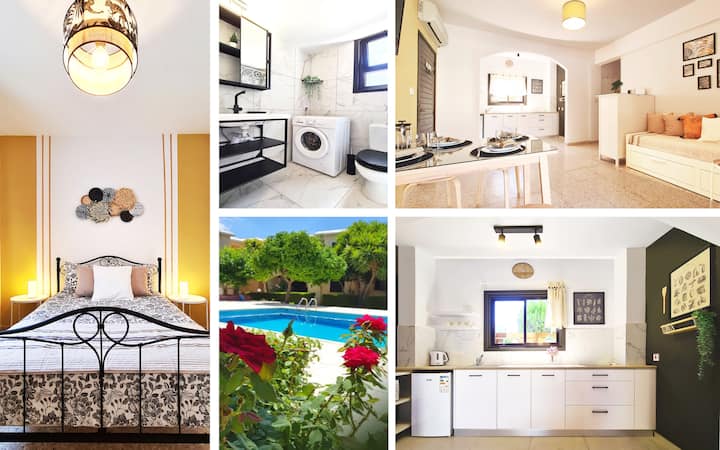 “Sunny Garden”apt. With Private Front Yard&pool - Kato Paphos