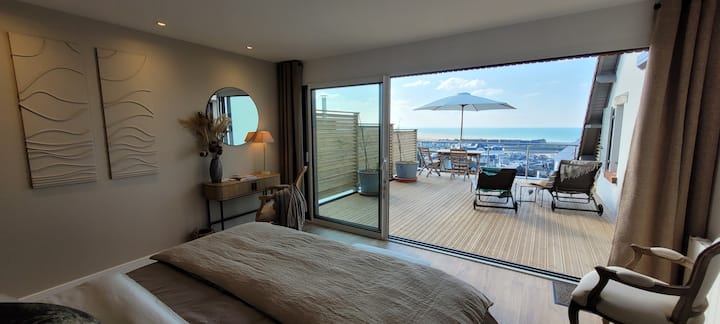 Chambre Avec Vue Mer, Terrasse Privée Et Piscine - Trouville-sur-Mer